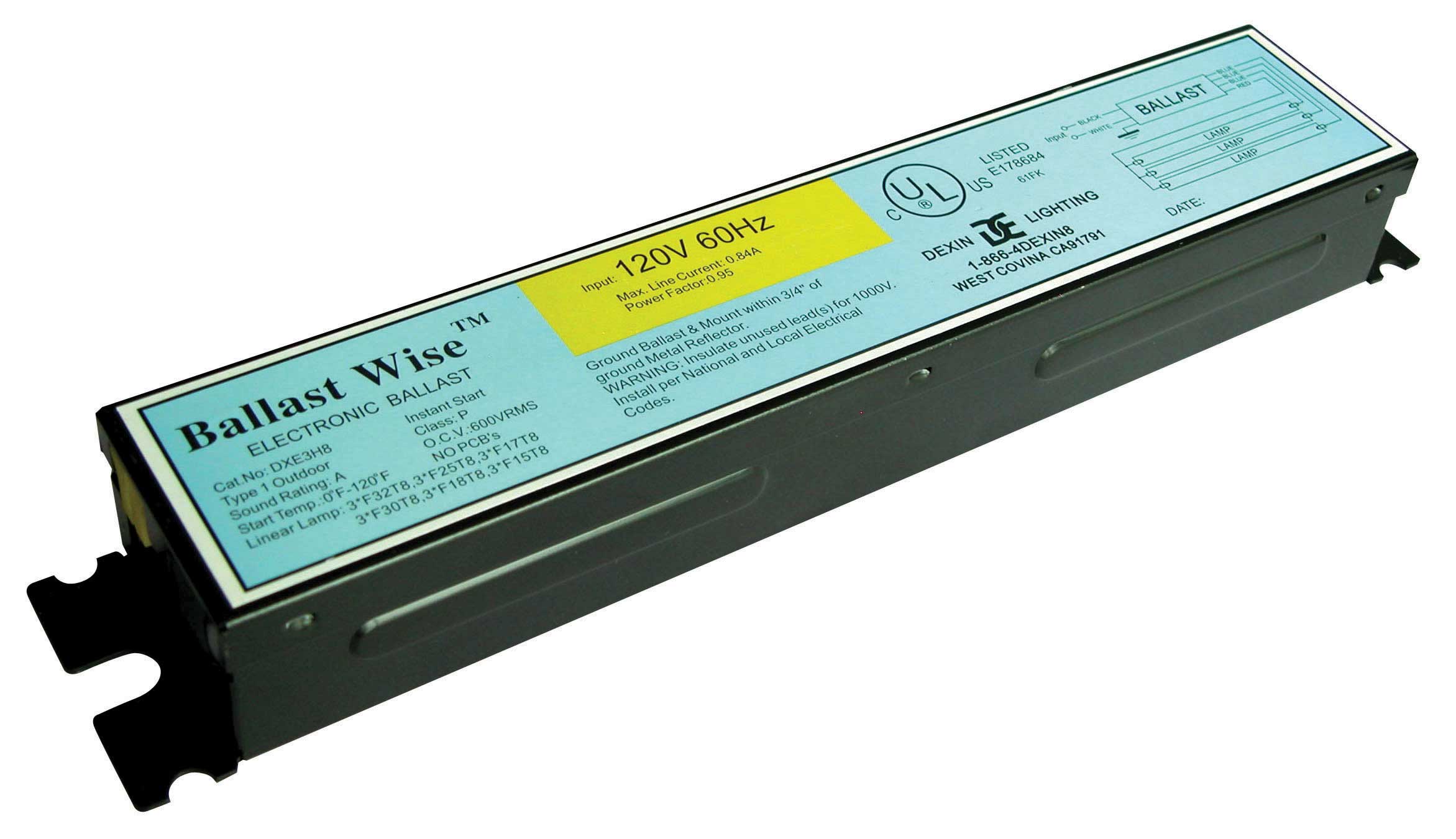 BallastWise DXE3H8 Operate One to Three F32T8 tube with 120V input ...